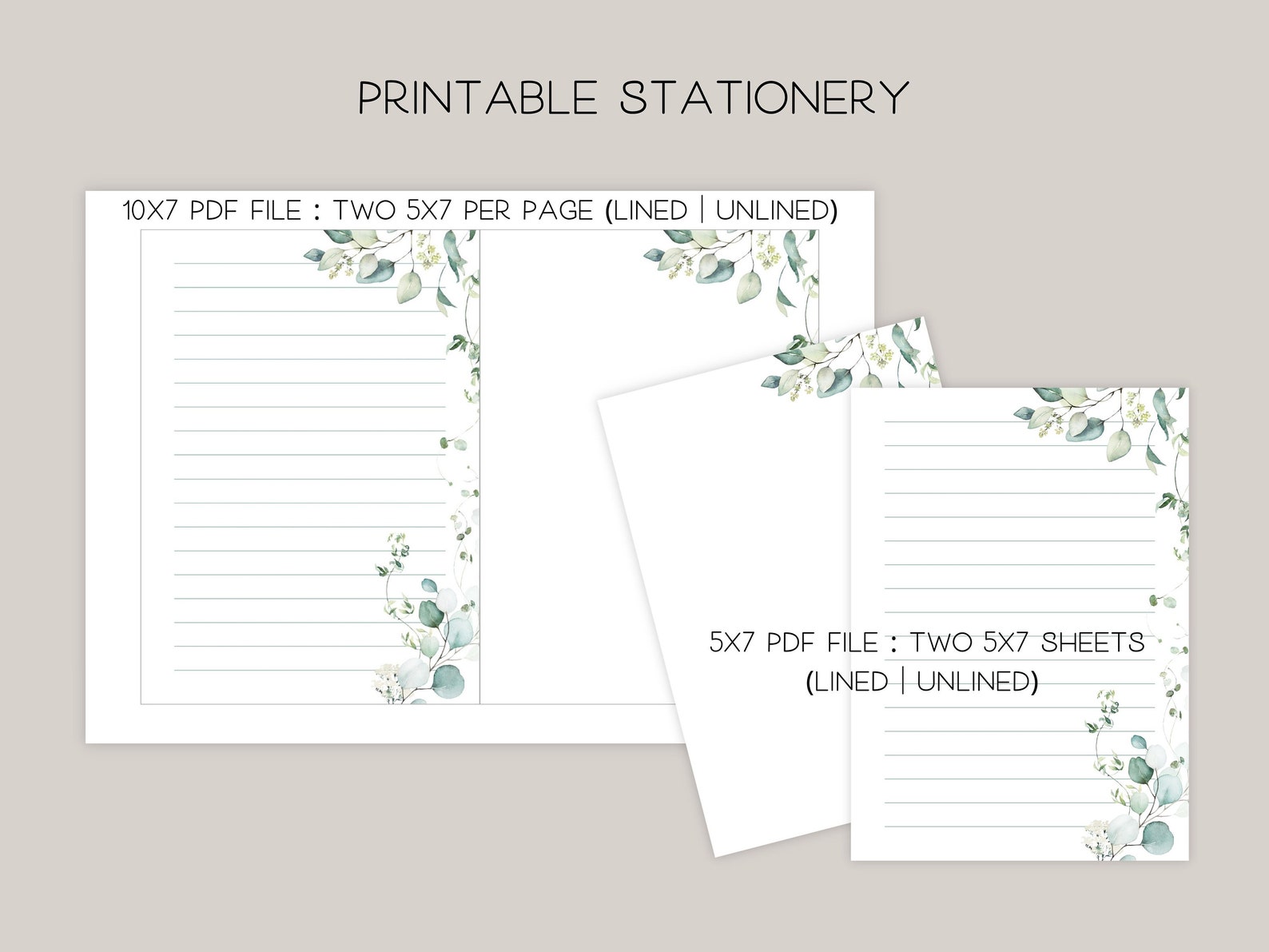 Printable Stationery 5x7 Writing Paper, Digital Download, Beautiful ...
