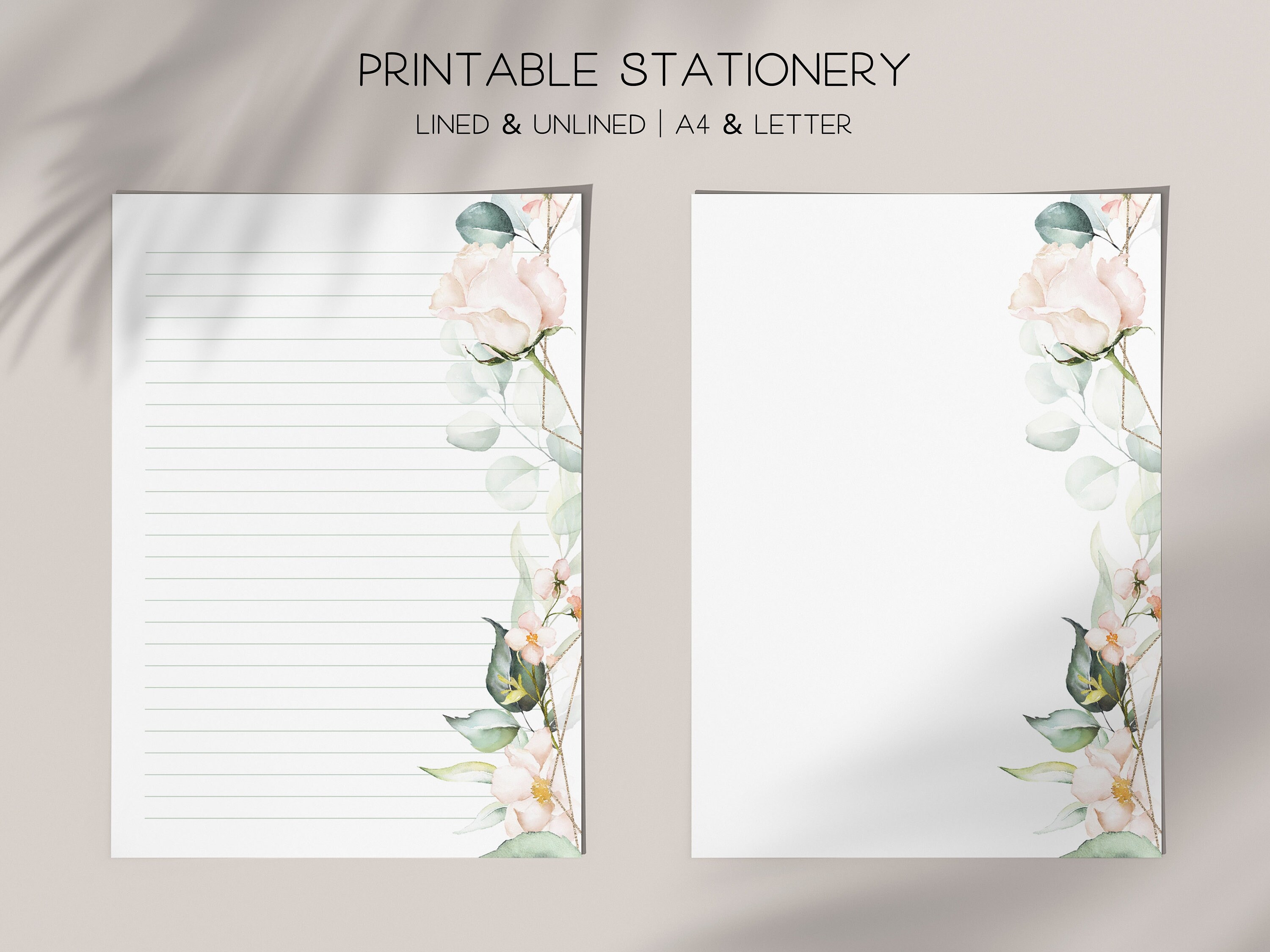 Floral Botanical Letter Writing Paper Digital Download - Etsy