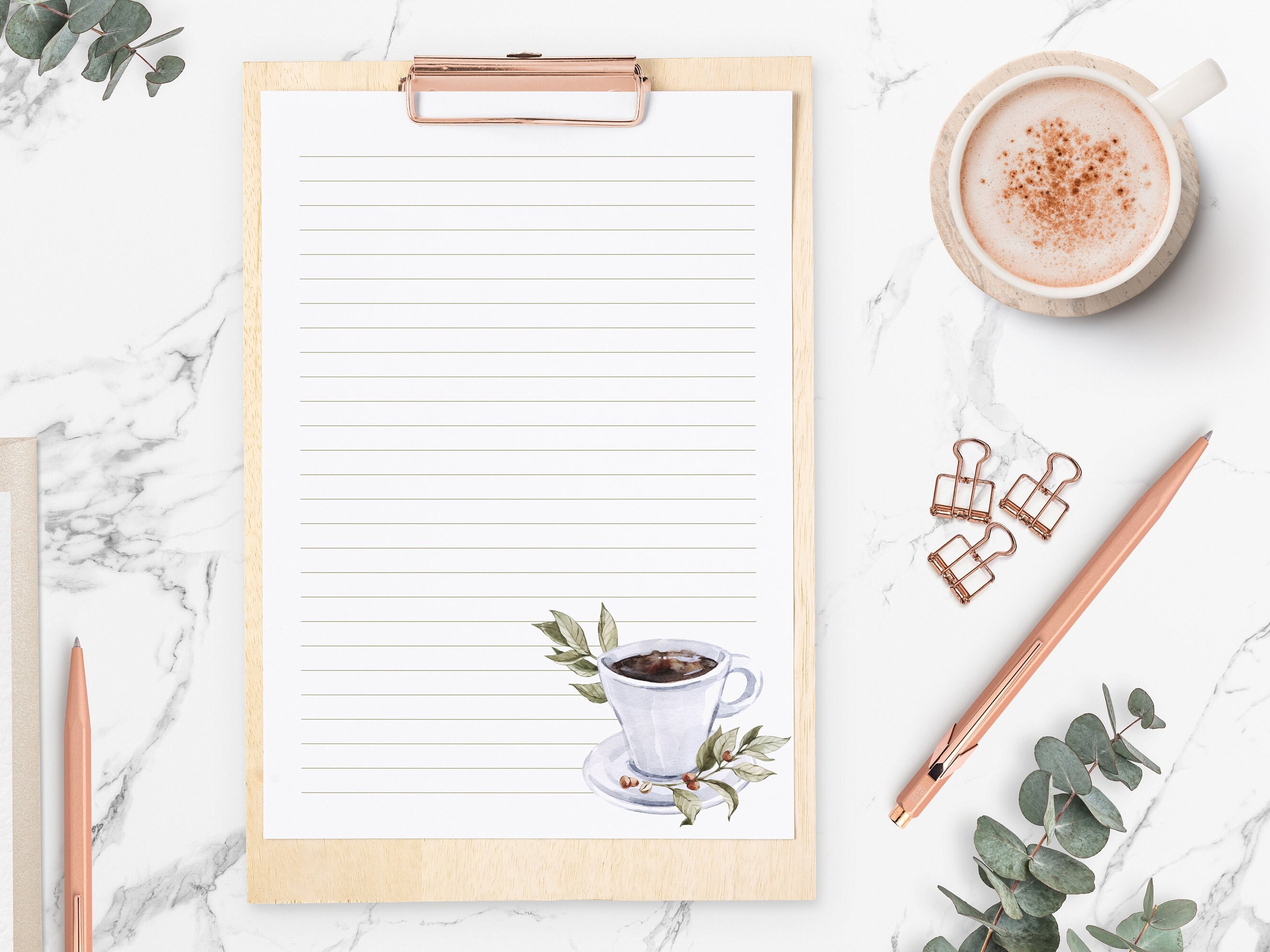 Printable Stationery Coffee Bean Leaves Letter Writing Paper - Etsy