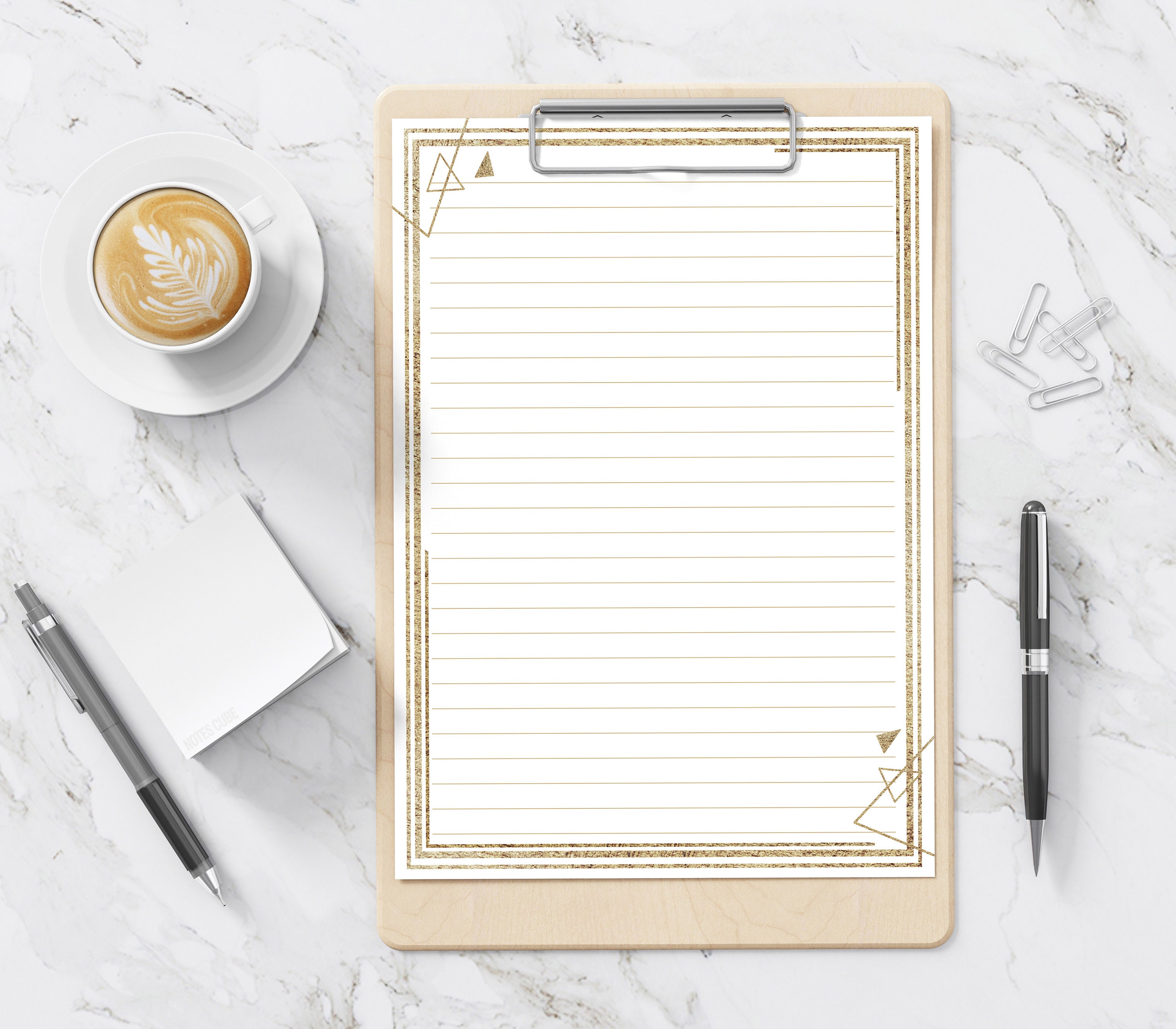 Gold Frame Letter Writing Paper Digital Download Stationery - Etsy