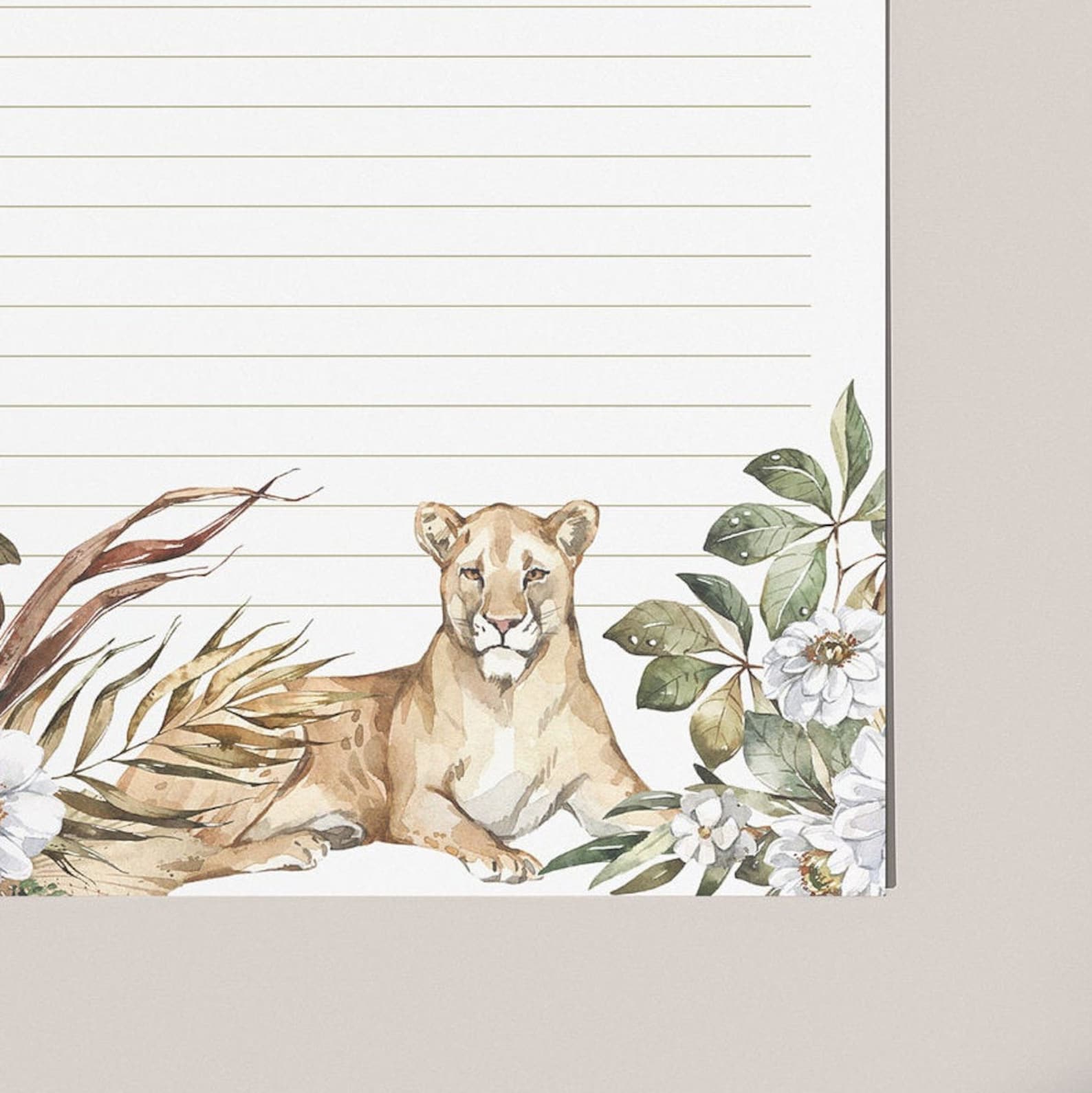 Botanical Floral Lion Letter Writing Paper Digital Download - Etsy Italia