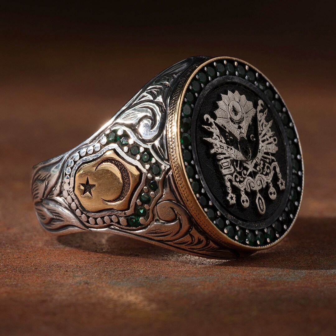 Silver Mens Handmade Ring, Islamic Jewelry, Turkish Silver Man Ring ...