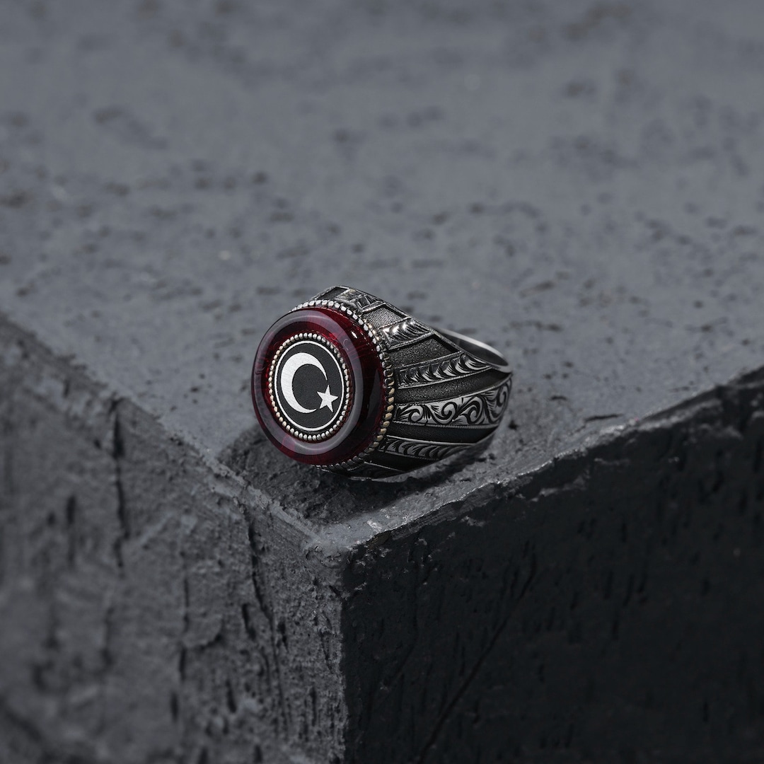 Round Frame Engraving Crescent,in the Middle Part, Ayyıldız is Engraved ...