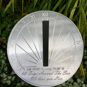 Custom 60th Birthday Engraved Sundial Gift For: Husband, Wife, Brother ...
