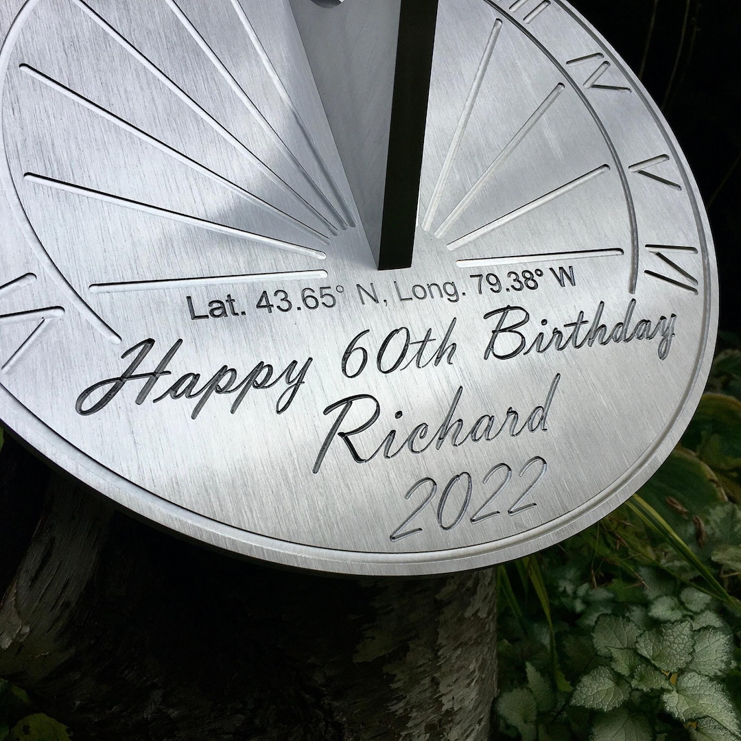 Custom 60th Birthday Engraved Sundial Gift For: Husband, Wife, Brother ...