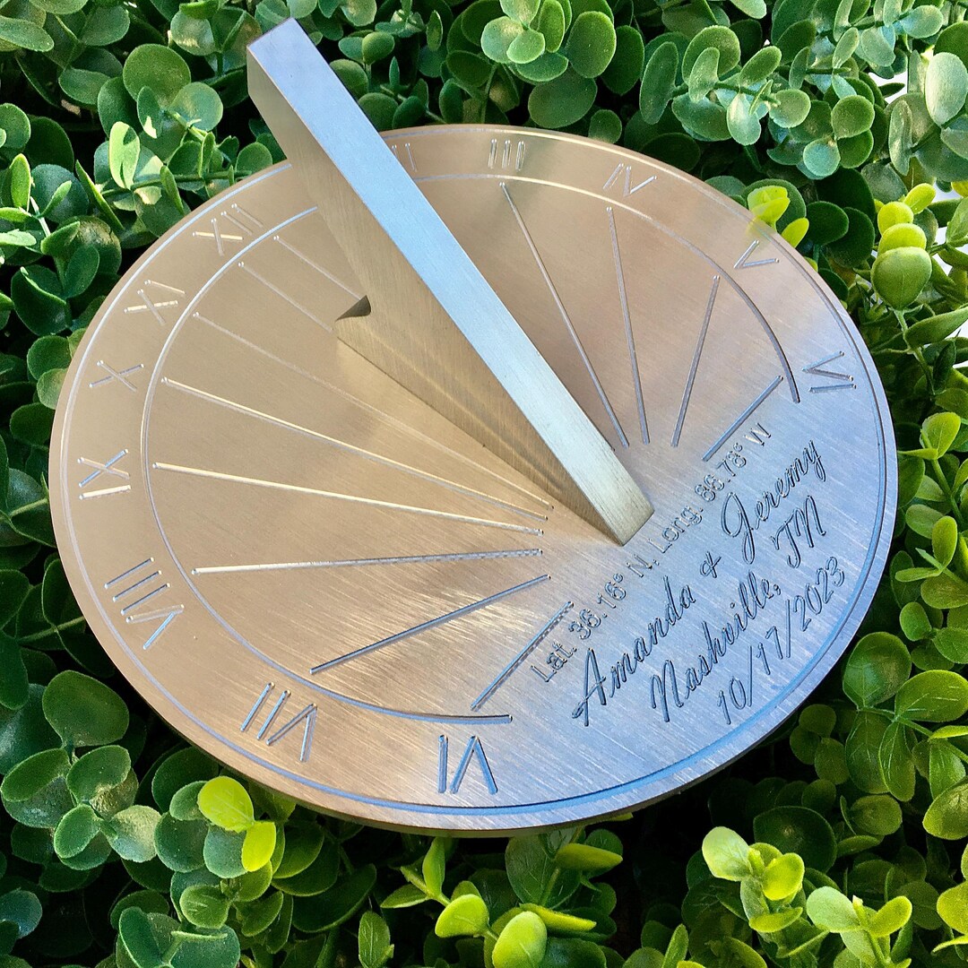 Custom Engagement Engraved Sundial Gift: Coordinates of Engagement ...