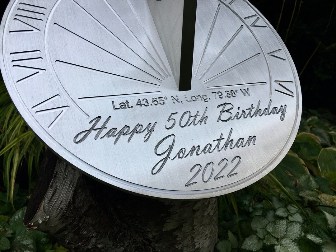 Custom 50th Birthday Engraved Sundial Gift For: Husband, Wife, Brother ...