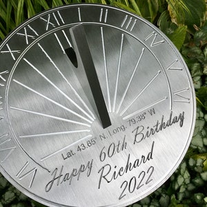 Custom 60th Birthday Engraved Sundial Gift For: Husband, Wife, Brother ...