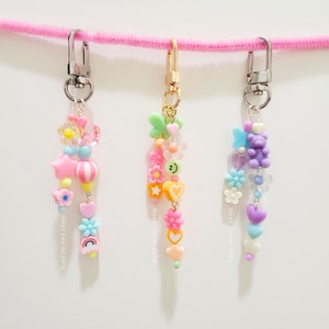 Beaded Keychains Cute Beaded Bag Charms Y2K Style 90s Keychain Colorful ...