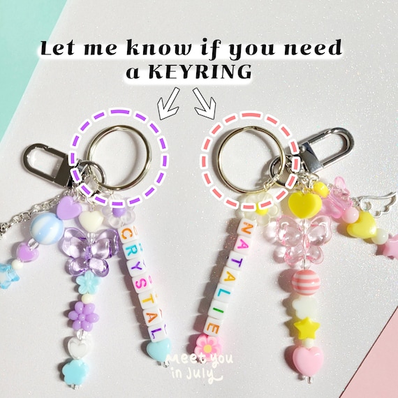 Personalized Beaded Keychains Name Silicone Beaded Keychain,