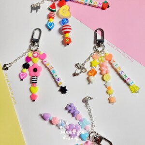 Beaded Custom Keychain Personalized Name Word Keychain Chunky Keychain ...