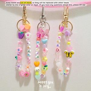 Custom Beaded Keychain Personalized Y2K Keychain Bag Charms Colorful ...