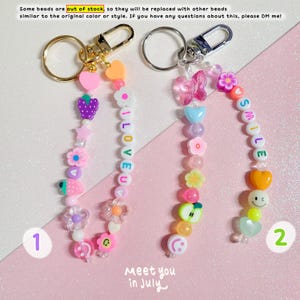 Custom Beaded Keychain Personalized Y2K Keychain Bag Charms Colorful ...