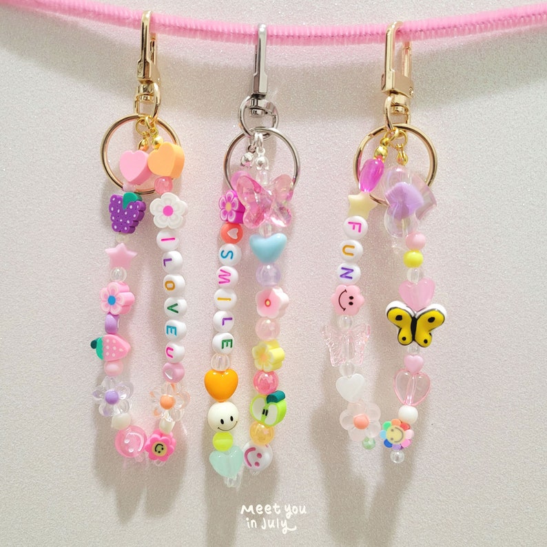 Custom Beaded Keychain Personalized Y2K Keychain 90s Inspired | Etsy