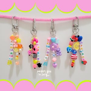 Beaded Custom Keychain Personalized Name Word Keychain Chunky Keychain ...