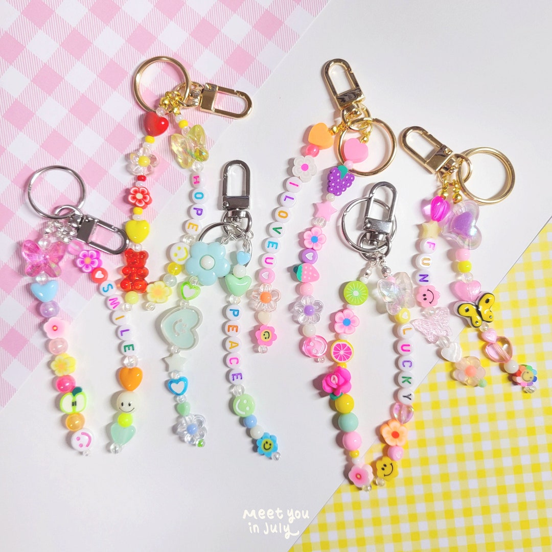Custom Beaded Keychain Personalized Y2K Keychain Bag Charms Colorful ...