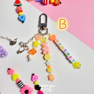 Beaded Custom Keychain Personalized Name Word Keychain Chunky Keychain ...