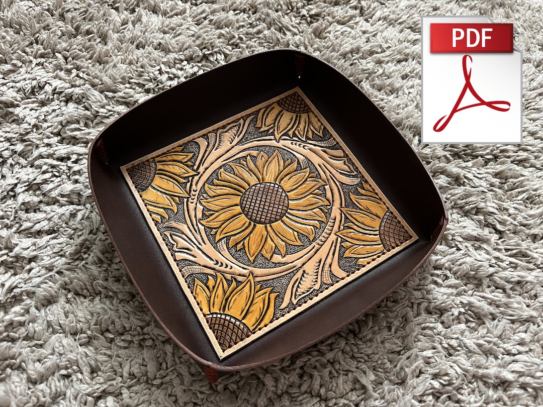 Sunflower Catch All Tray Pattern, Valet Tray Template, Leather Bowl ...