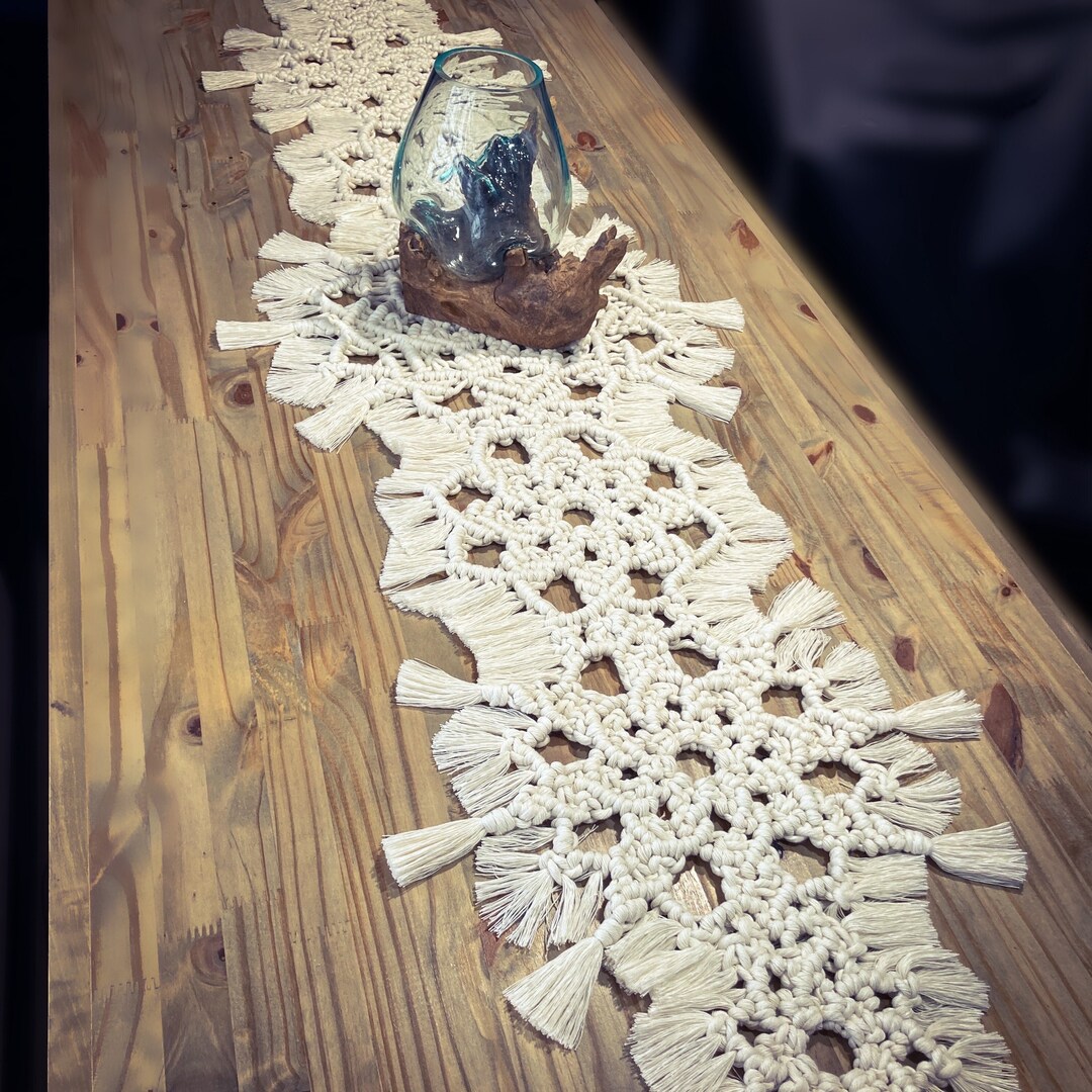 Long Macrame Table Runner, Handmade Color Options - Etsy