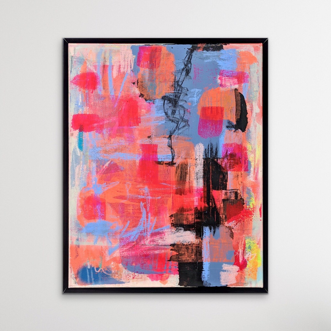 Abstract Picture in Bright Colors Neon Pink With Shadow Gap Frame ...