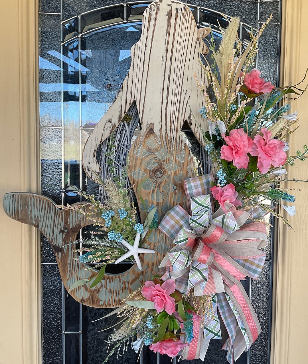 Mermaid Wreath, Tropical Wreath, Aqua Beach Decor, Beach Wreath ...