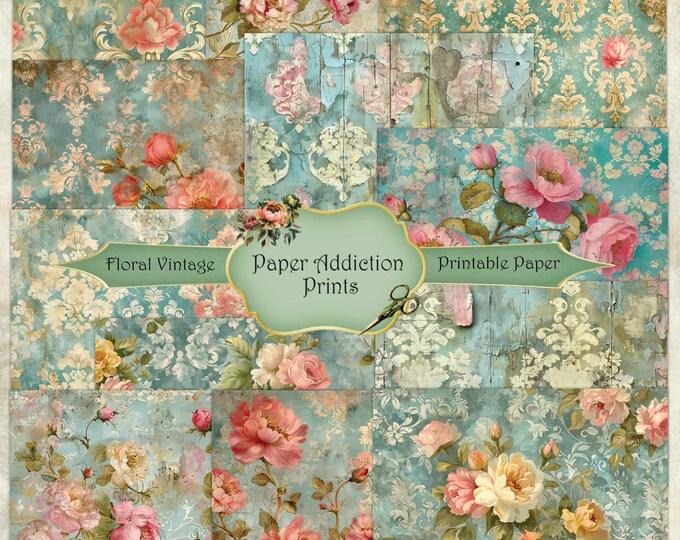 COMMERCIAL USE 12 Pages Printable Paper / Scrapbook / Junk Journal ...