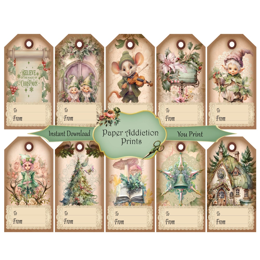 Printable Instant Download Fairy Vintage Christmas Gift Tags - Etsy