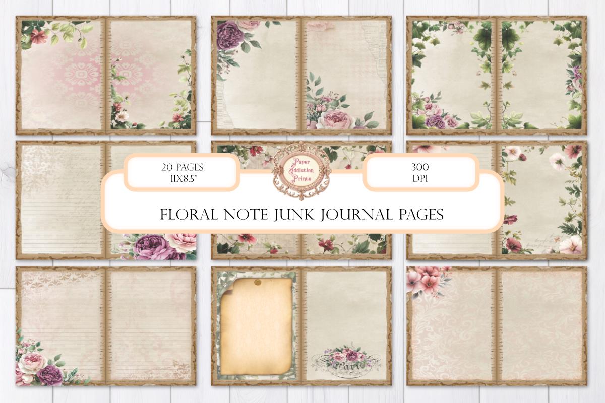 Floral Note Journal Pages, Lined & Blank, Embellishments, Scrapbook ...