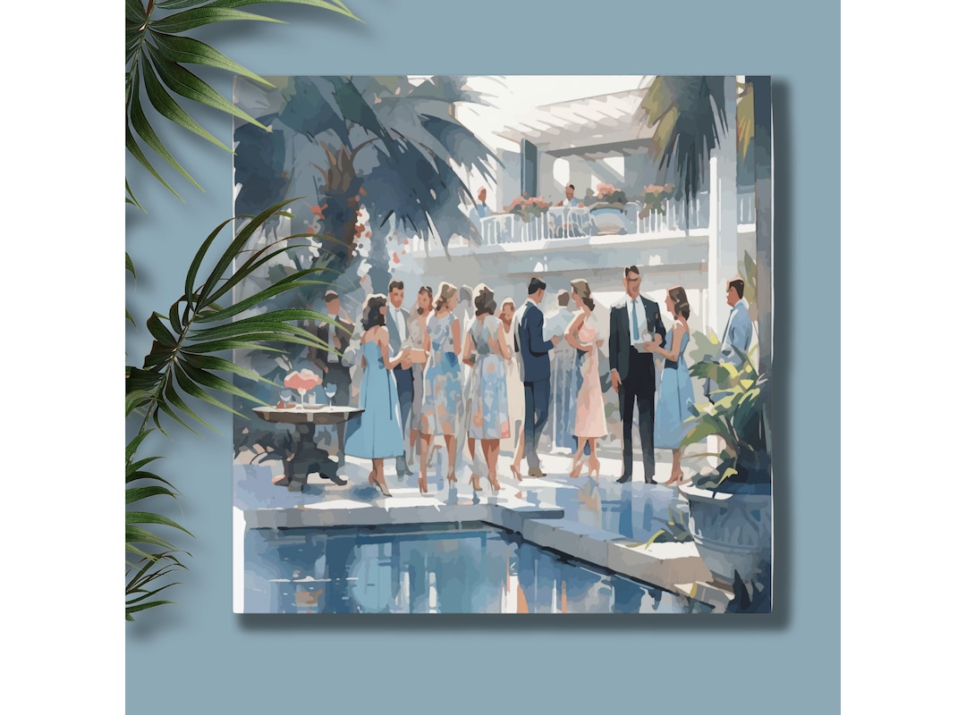 Mid Century Modern Poolside Cocktails Wall Art Retro Eames Era House ...