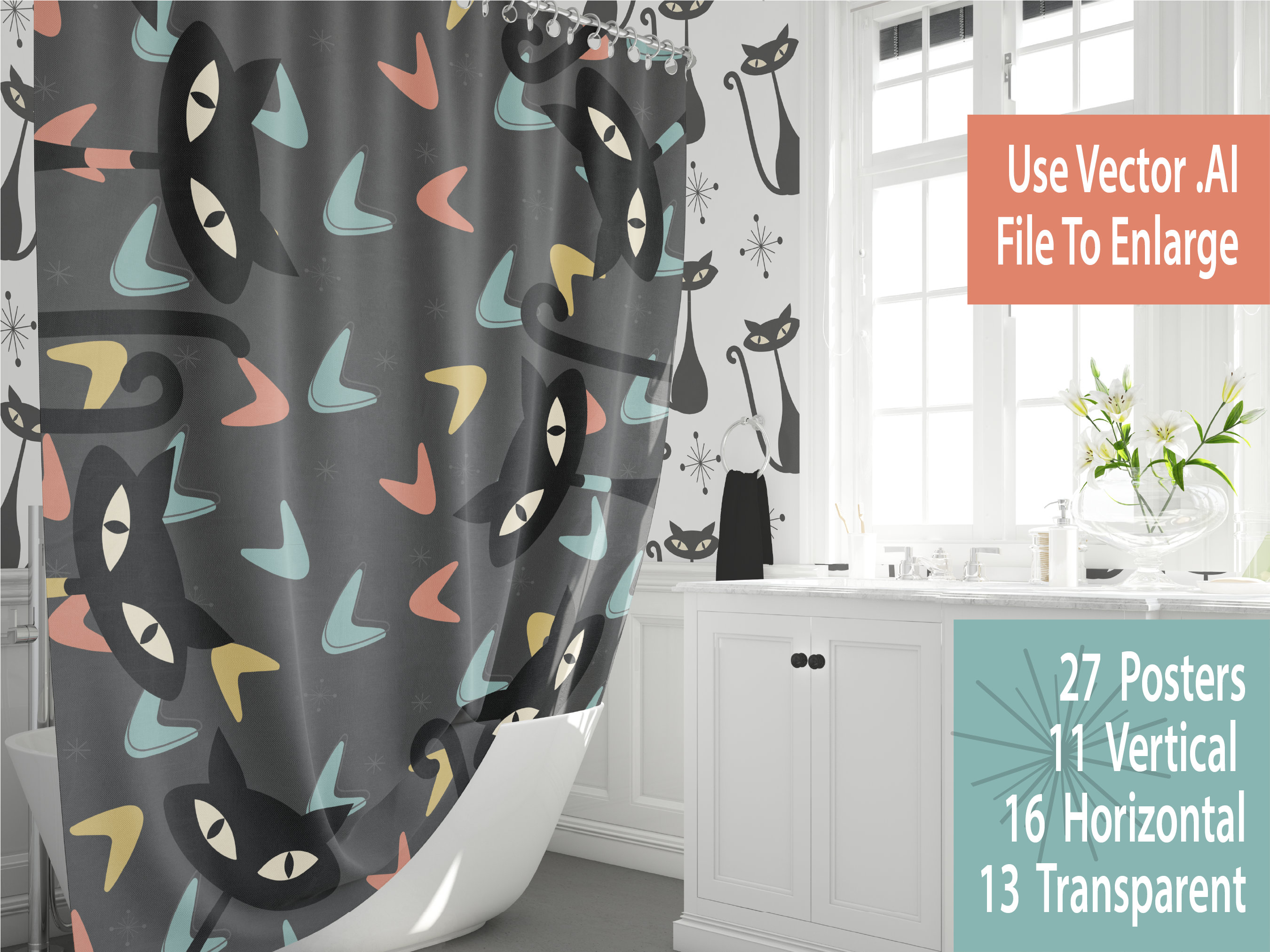 Atomic Cat Posters, Atomic Cat SVG, Digital Download,atomic Kitty, Mid ...