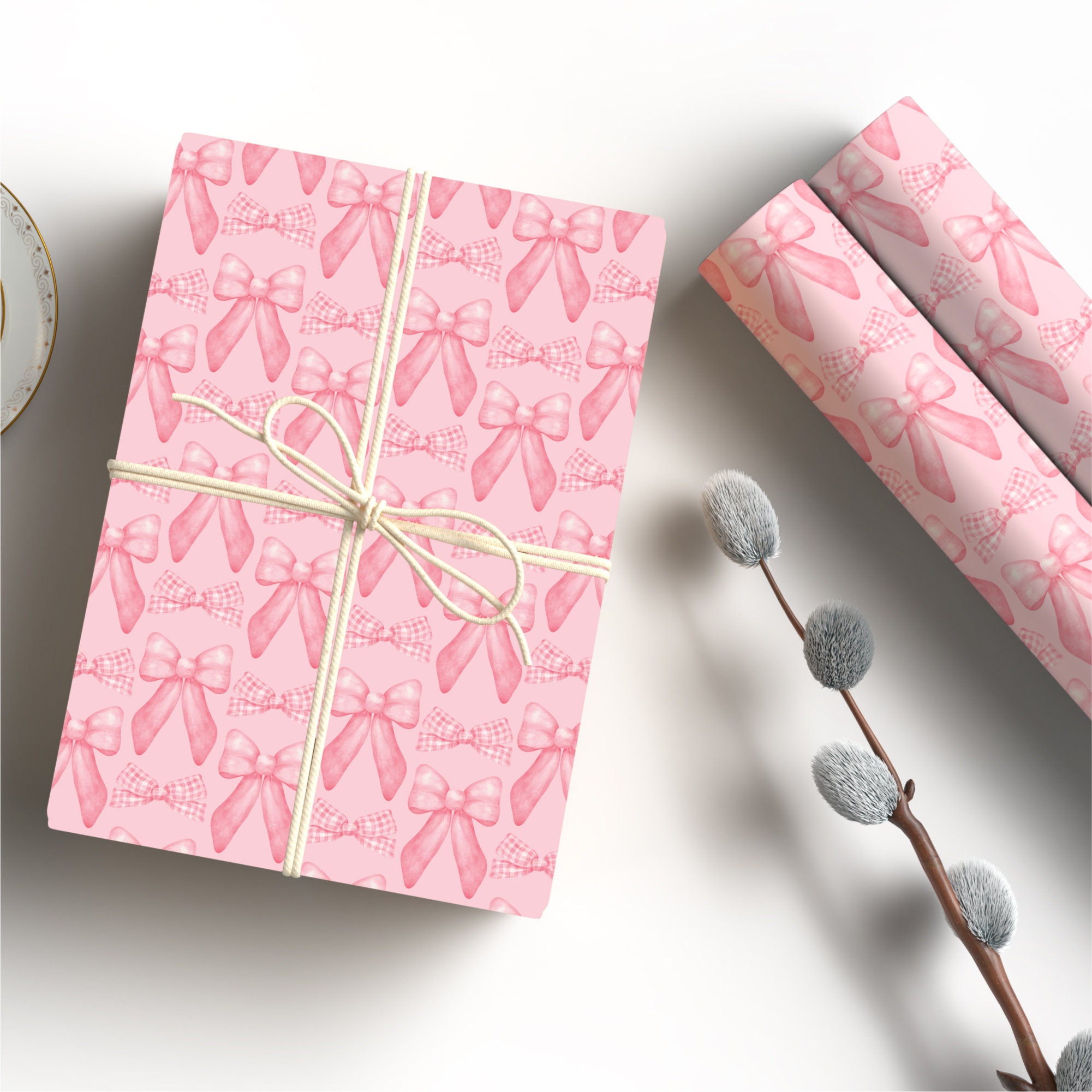 Coquette Pink Bow Pattern PNG SVG Seamless Digital Paper Instant ...