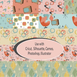 Mid Century Modern Digital Papers,svg, PNG, Editable Vector, 1950s ...