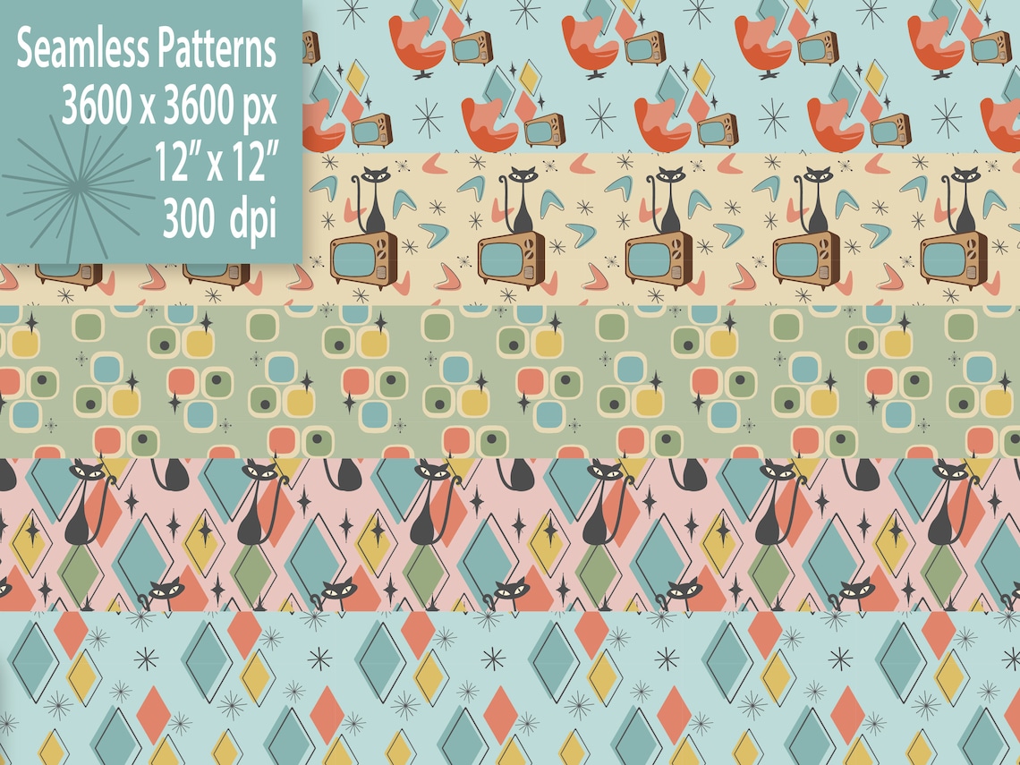 Mid Century Design Kit 1950s Posters Mid Century Modern - Etsy