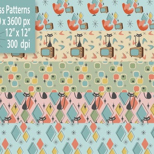 Mid Century Design Kit, 1950s Posters, Mid Century Modern Seamless ...