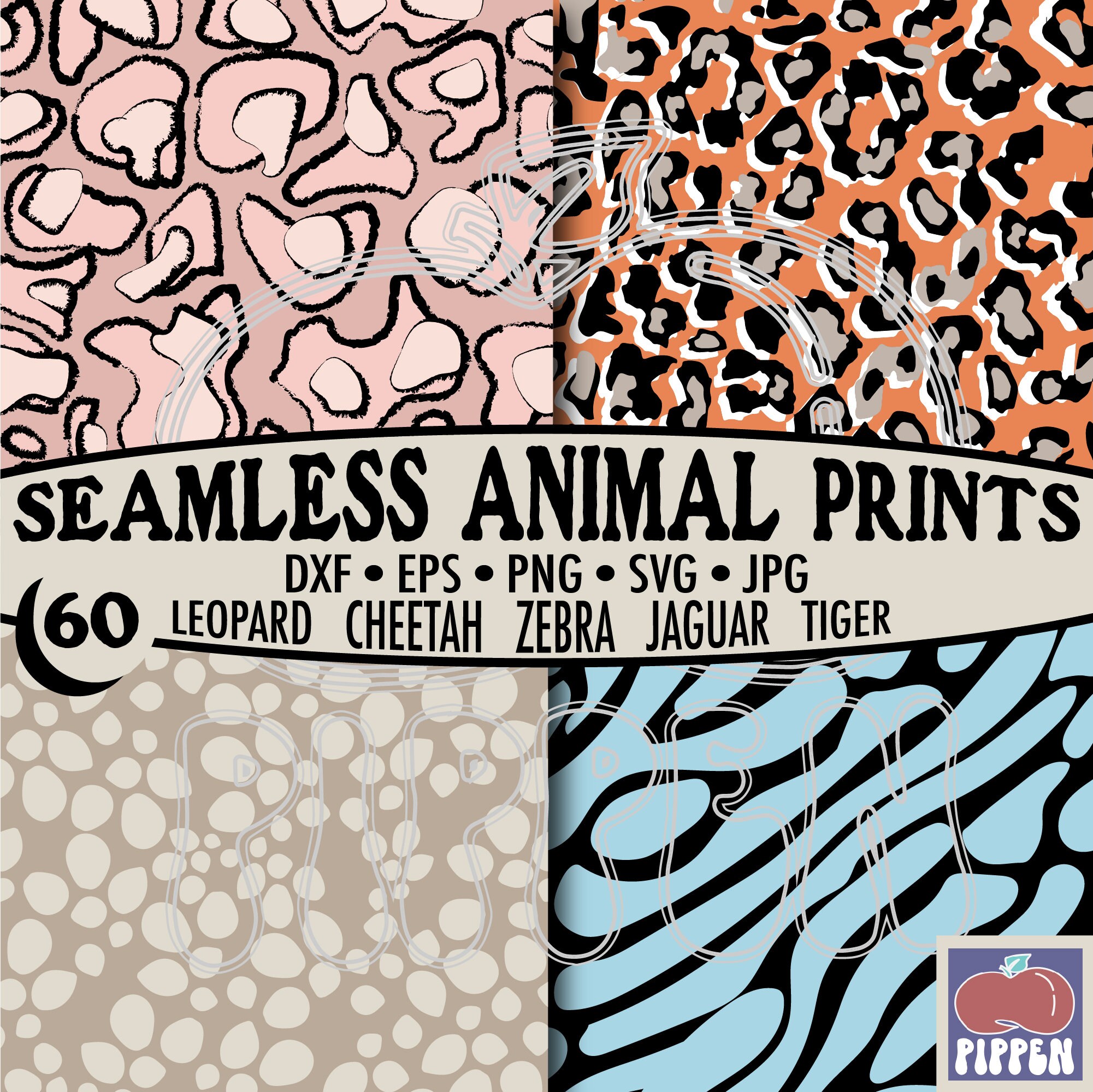 Animal Skins Bundle, Leopard Print Svg, Seamless Animal Skins, Zebra ...