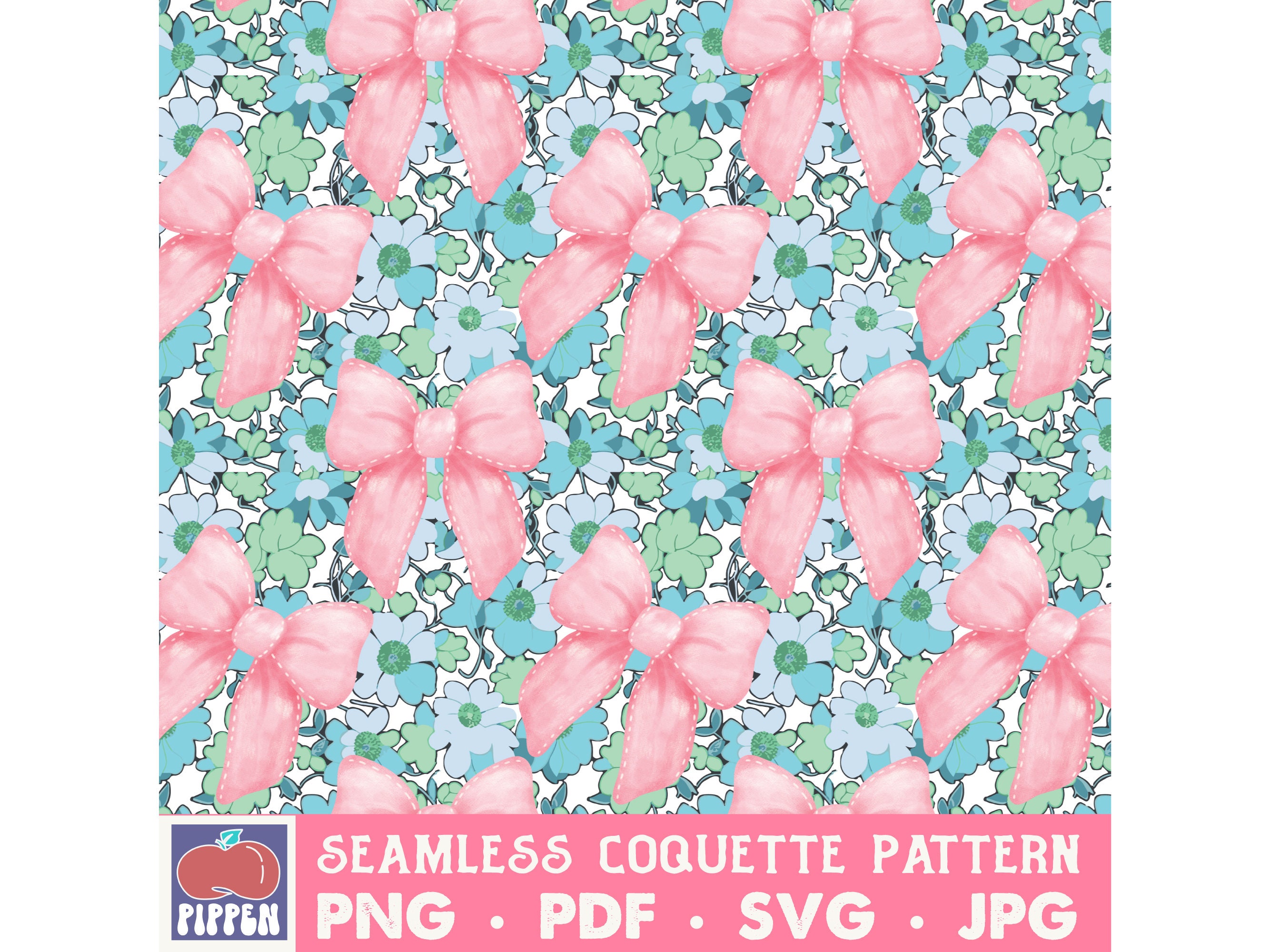 Floral Coquette Pattern Seamless Digital Download Scrapbook Paper Pink ...