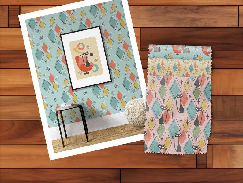 Mid Century Design Kit, 1950s Posters, Mid Century Modern Seamless ...