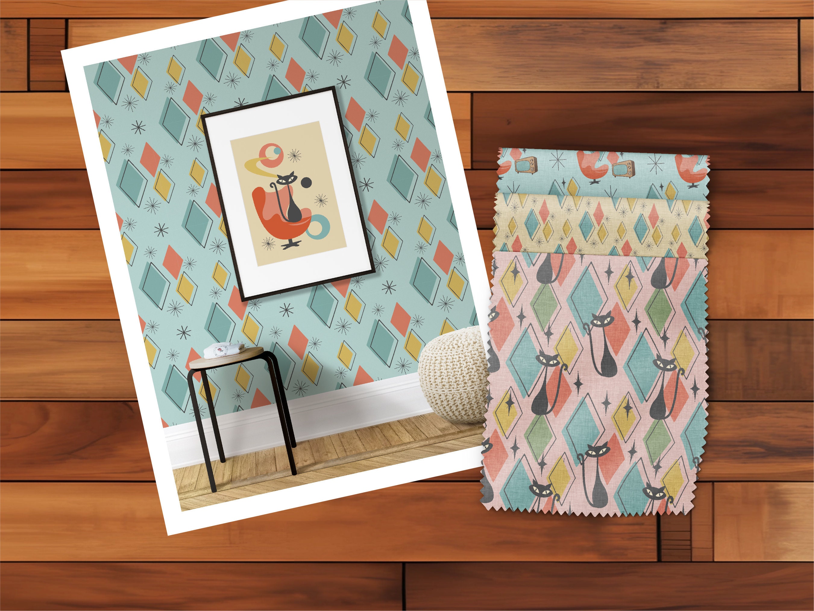 Mid Century Design Kit, 1950s Posters, Mid Century Modern Seamless ...