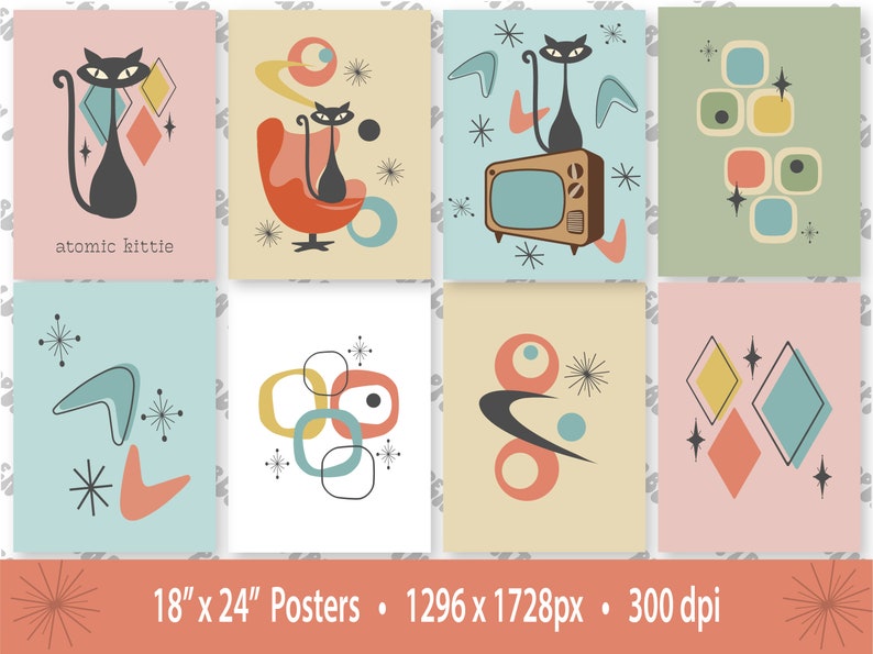 Mid Century Design Kit 1950s Posters Mid Century Modern - Etsy