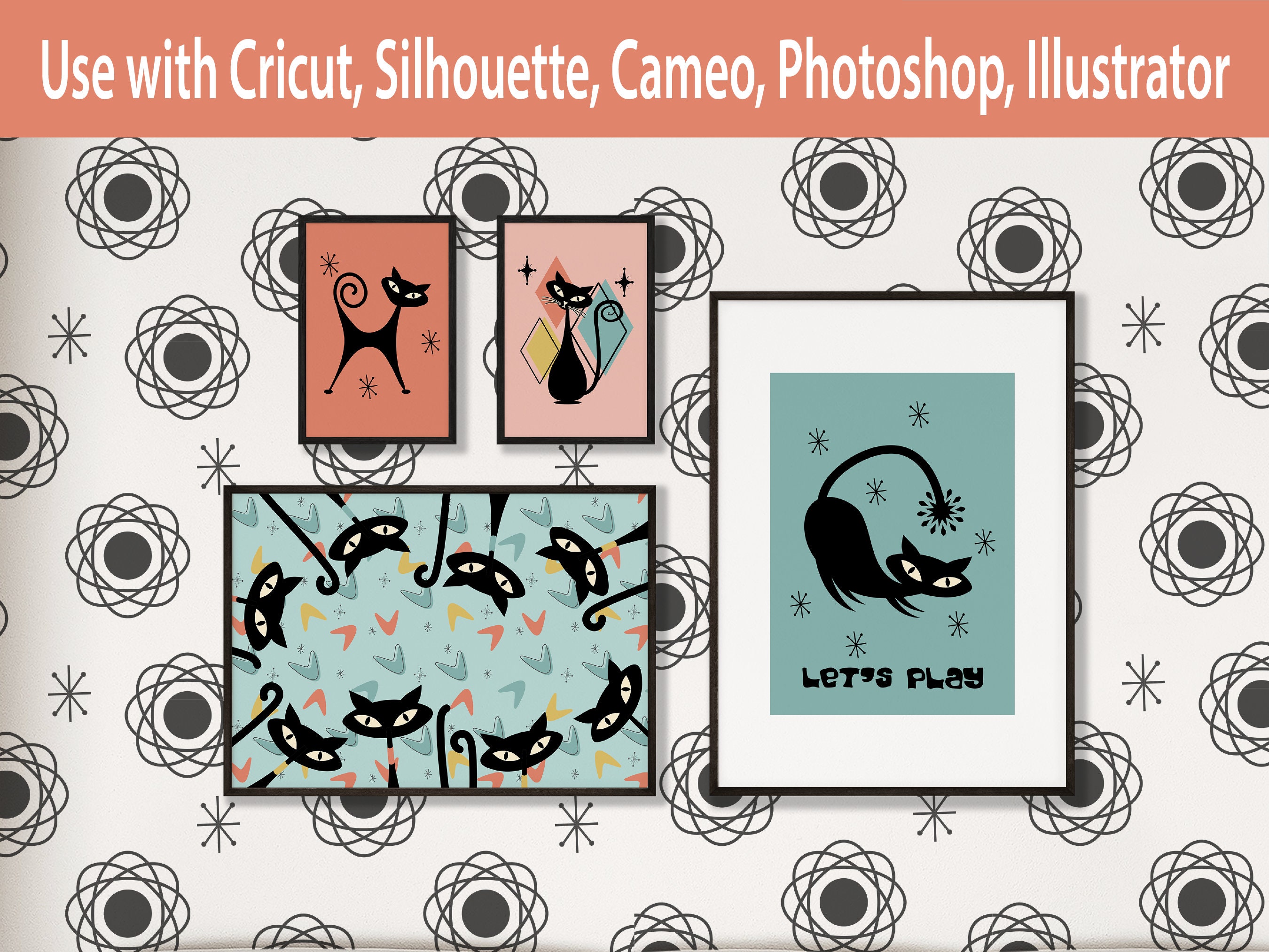 Atomic Cat Posters, Atomic Cat SVG, Digital Download,atomic Kitty, Mid ...