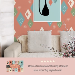 Atomic Cat Patterns SVG Bundle Mid Century Modern Seamless Digital ...