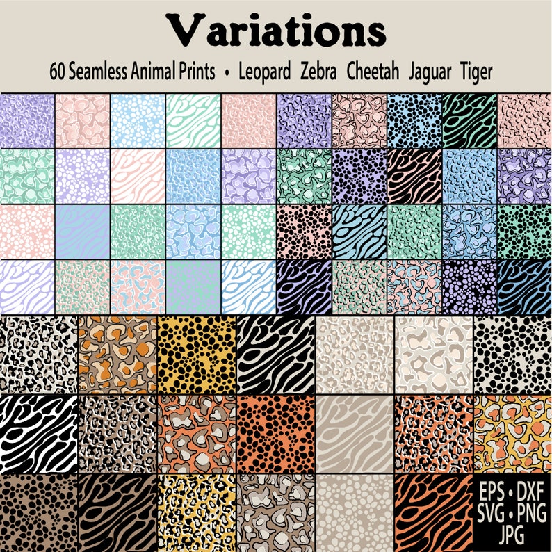 Animal Skins Bundle, Leopard Print Svg, Seamless Animal Skins, Zebra ...