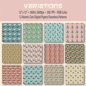 Atomic Cat Seamless Pattern SVG Mid Century Modern Digital Paper ...