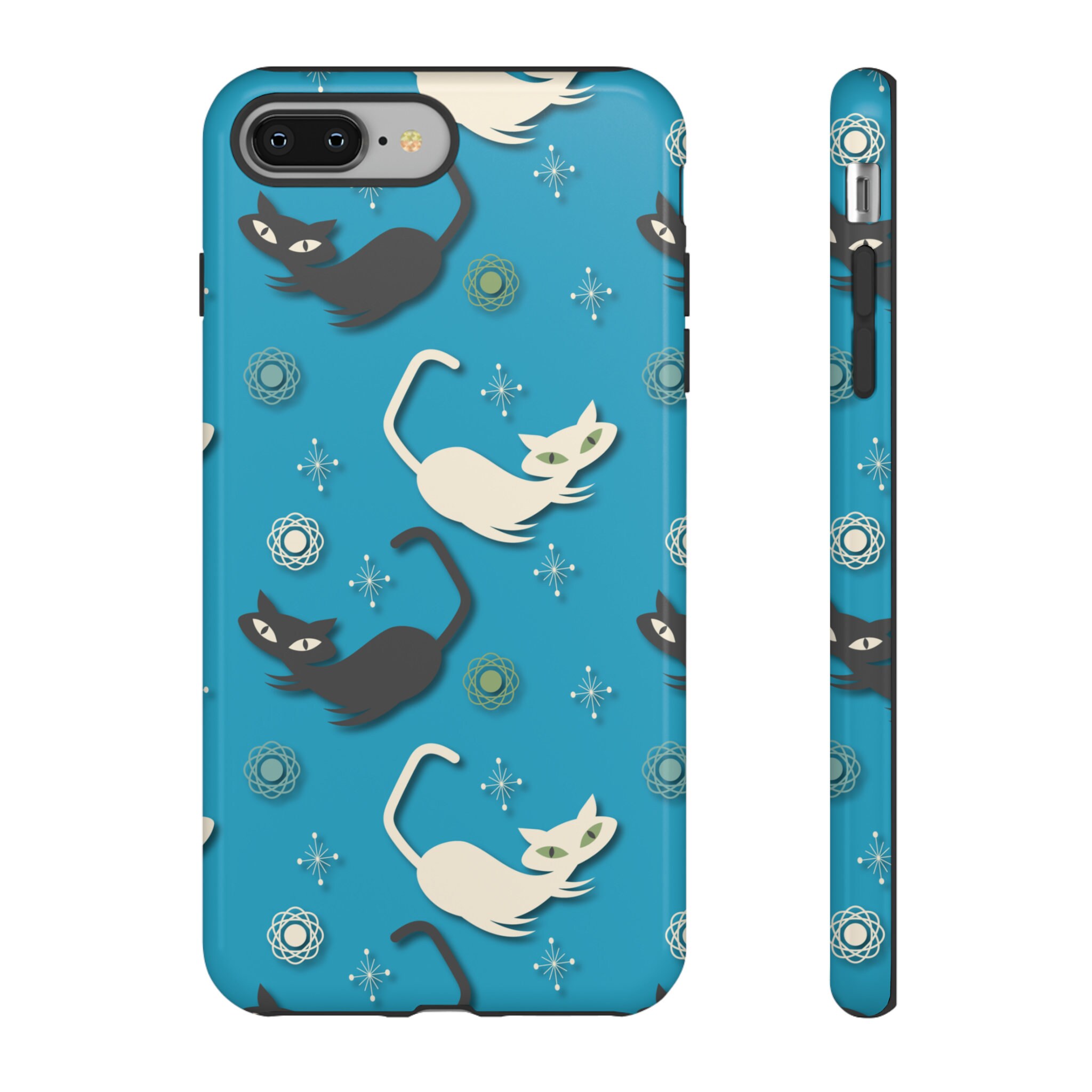 3D Retro Atomic Cat Phone Cases iPhone 15 14 13 12 11 Pro Max Mini ...