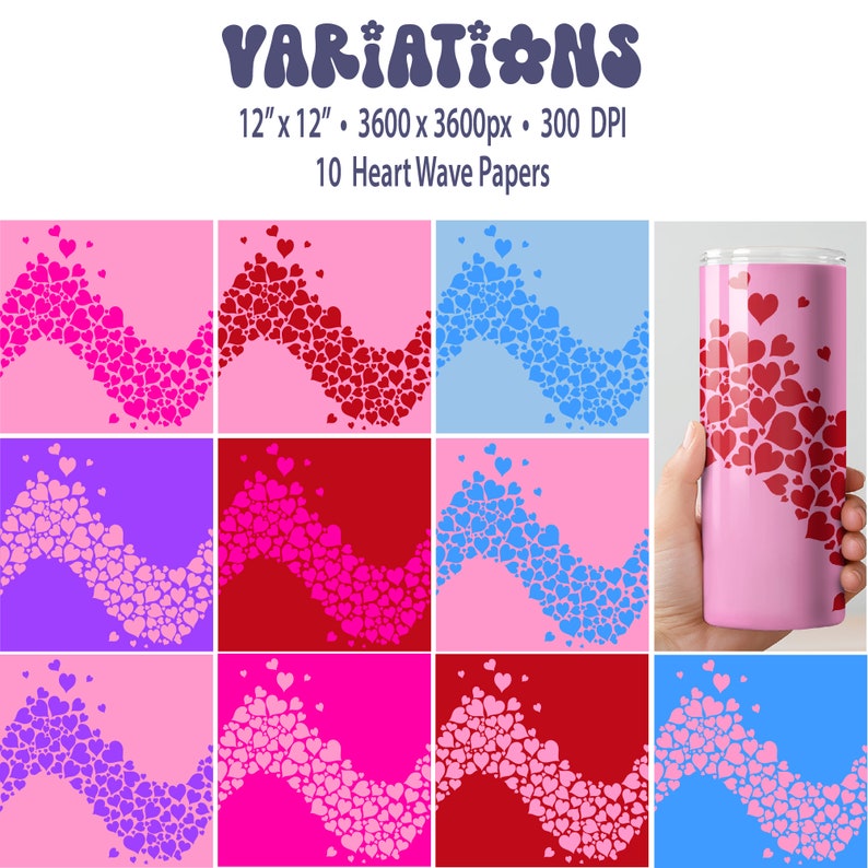 Heart Digital Paper, Valentine Heart Patterns, Printable Download,heart ...