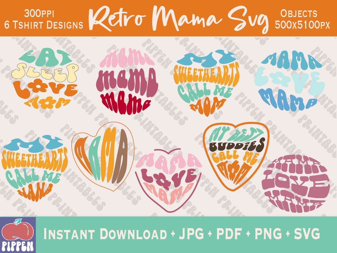 Retro Mama PNG Bundle Groovy Mama SVG Cricut Cut Files Silhouette Mama ...