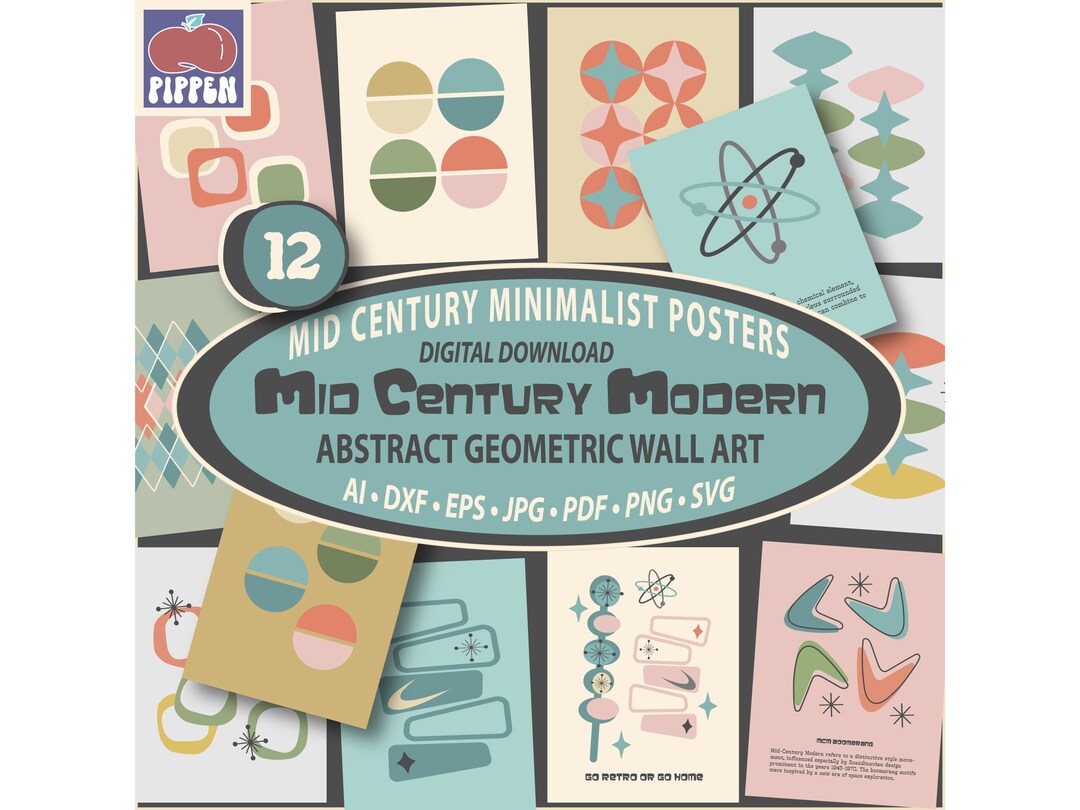 Mid-century Modern Posters, Instant Digital Download, Retro Wall Art ...