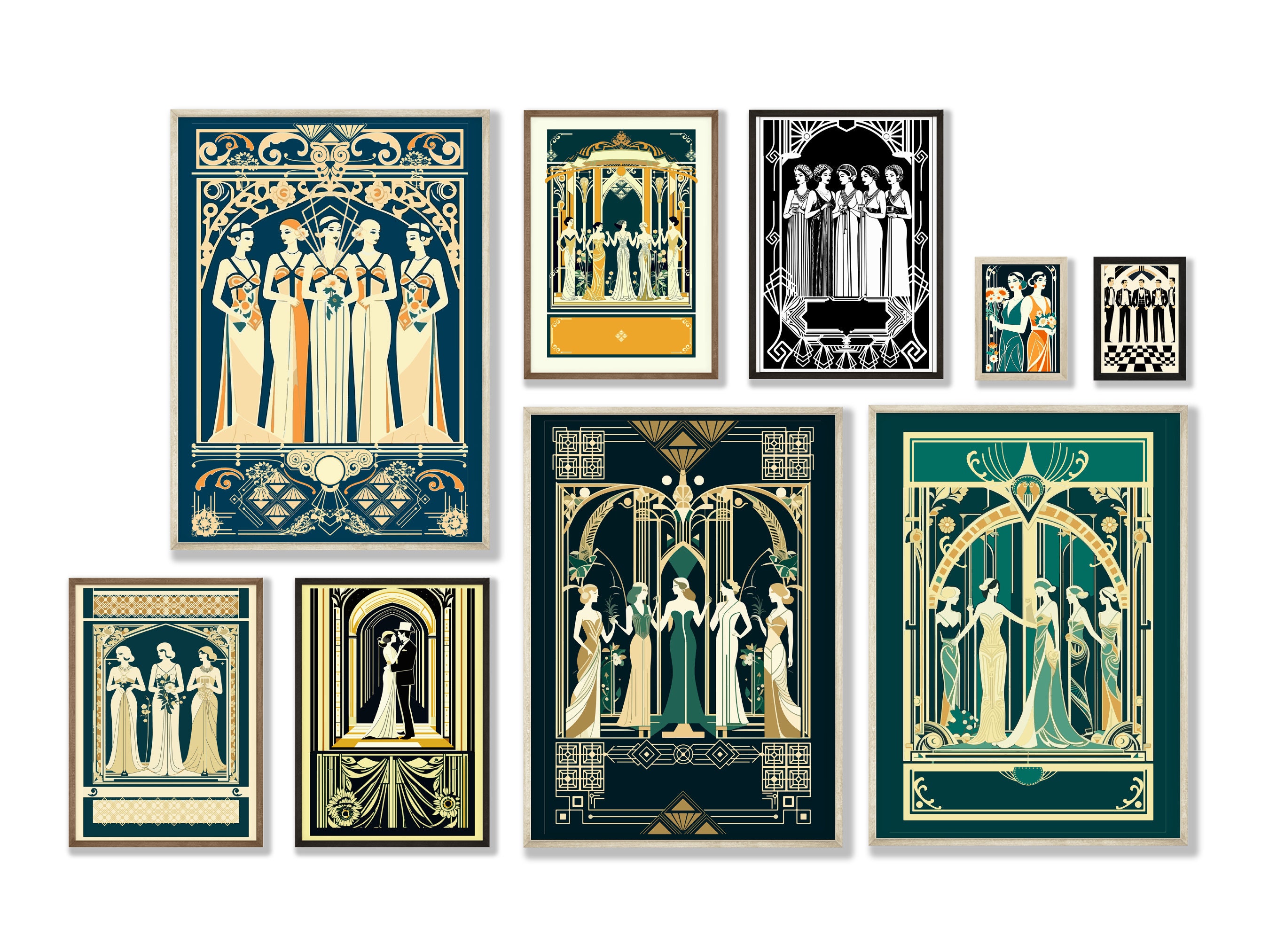 Art Deco Wedding Wall Art, Digital Art Deco Posters, Art Deco Prints ...