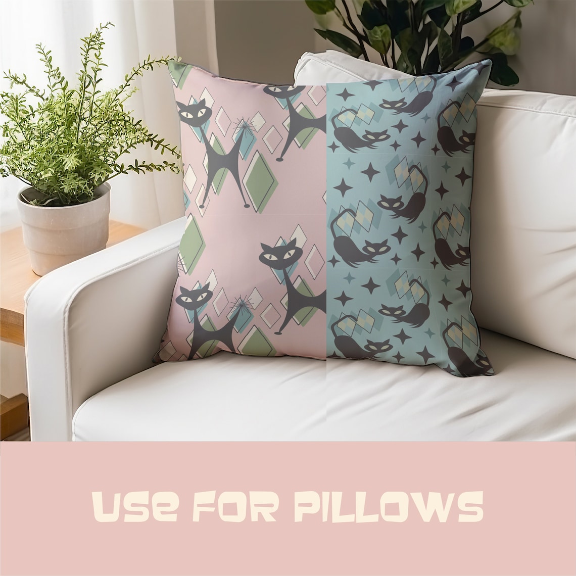 Atomic Cat Seamless Pattern SVG Mid Century Modern Digital Paper ...