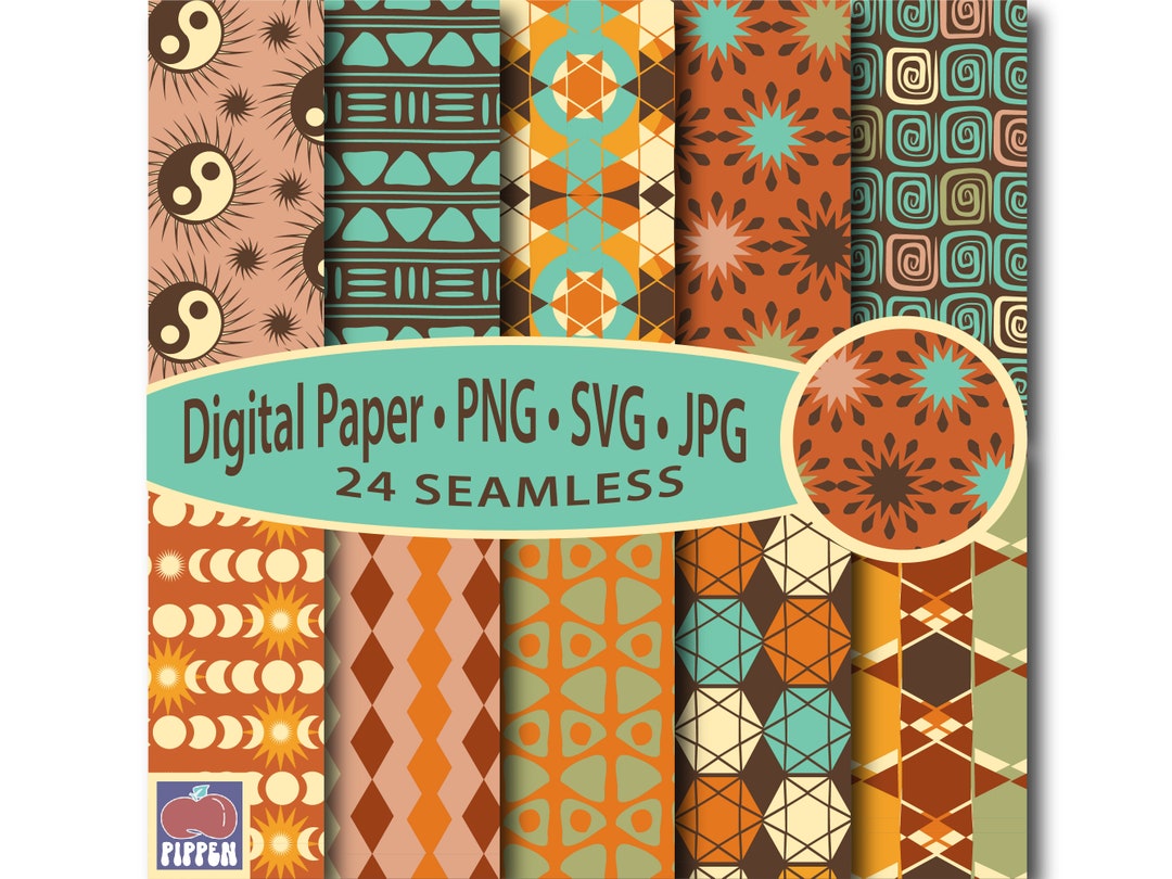 Retro 70s Digital Paper,commercial Use,scrapbook Paper,geometric ...